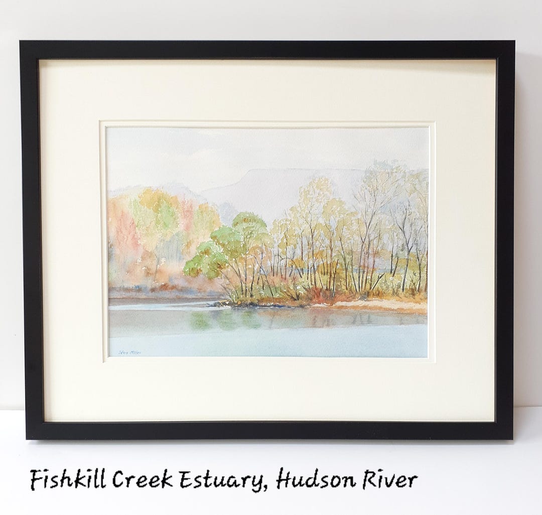 Fishkill Creek at the Hudson River Estuary, Original Watercolor, Scenic ...