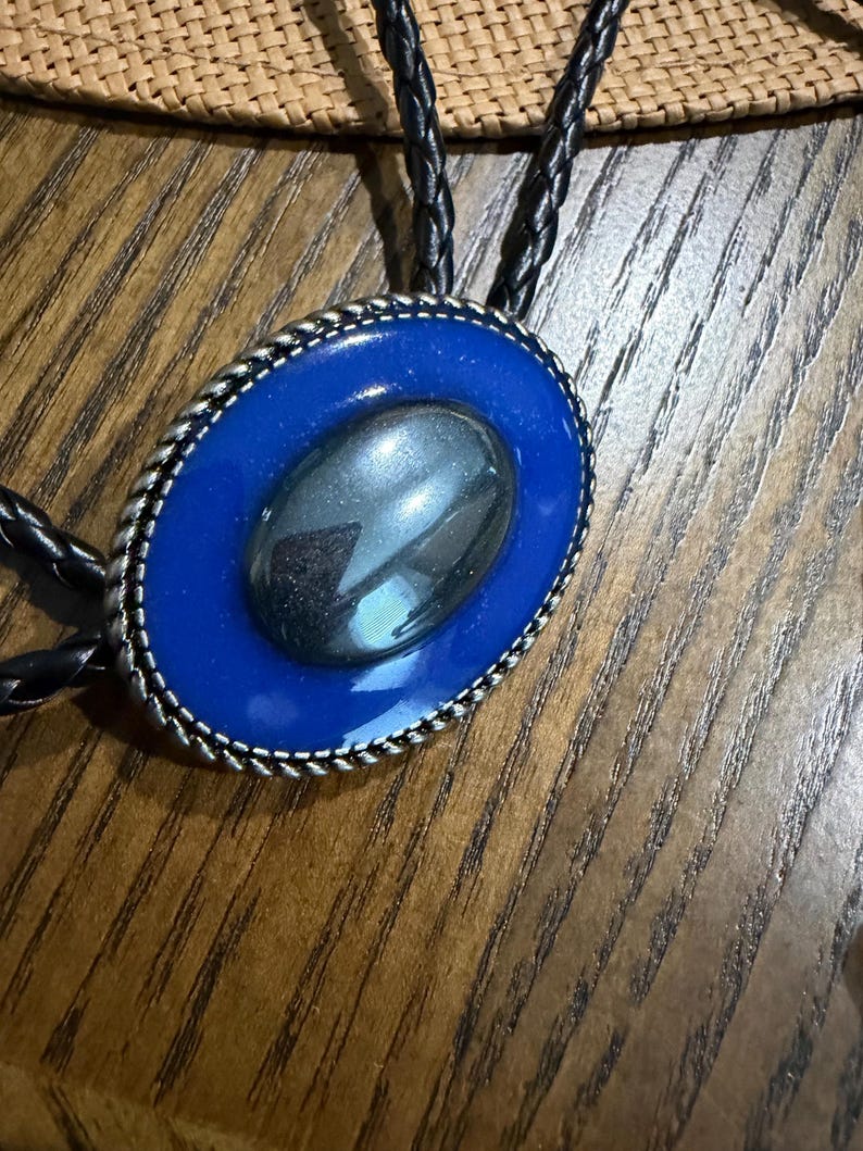 Blue Hematite Bolo Tie, Handcrafted Western Neckwear, Modern Cowboy ...