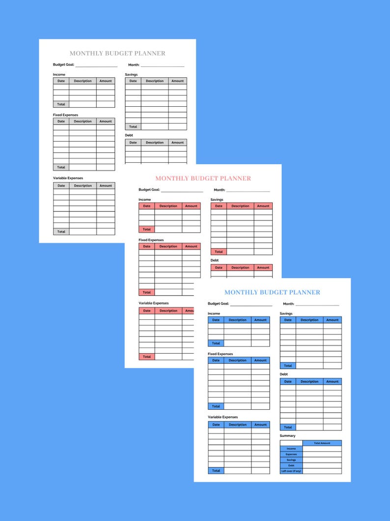 Monthly Budget Template Printable, Paycheck Budget Printable, Budget ...