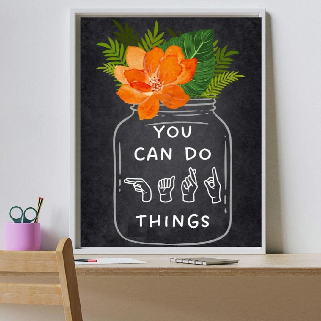 You Can Do Hard Things: Sign Language Art | Positivity | ASL Digital ...
