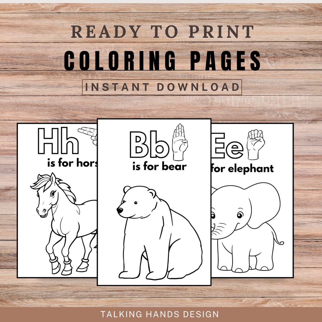 ABC Animal Coloring Pages With Sign Language, Alphabet Coloring PDF ...