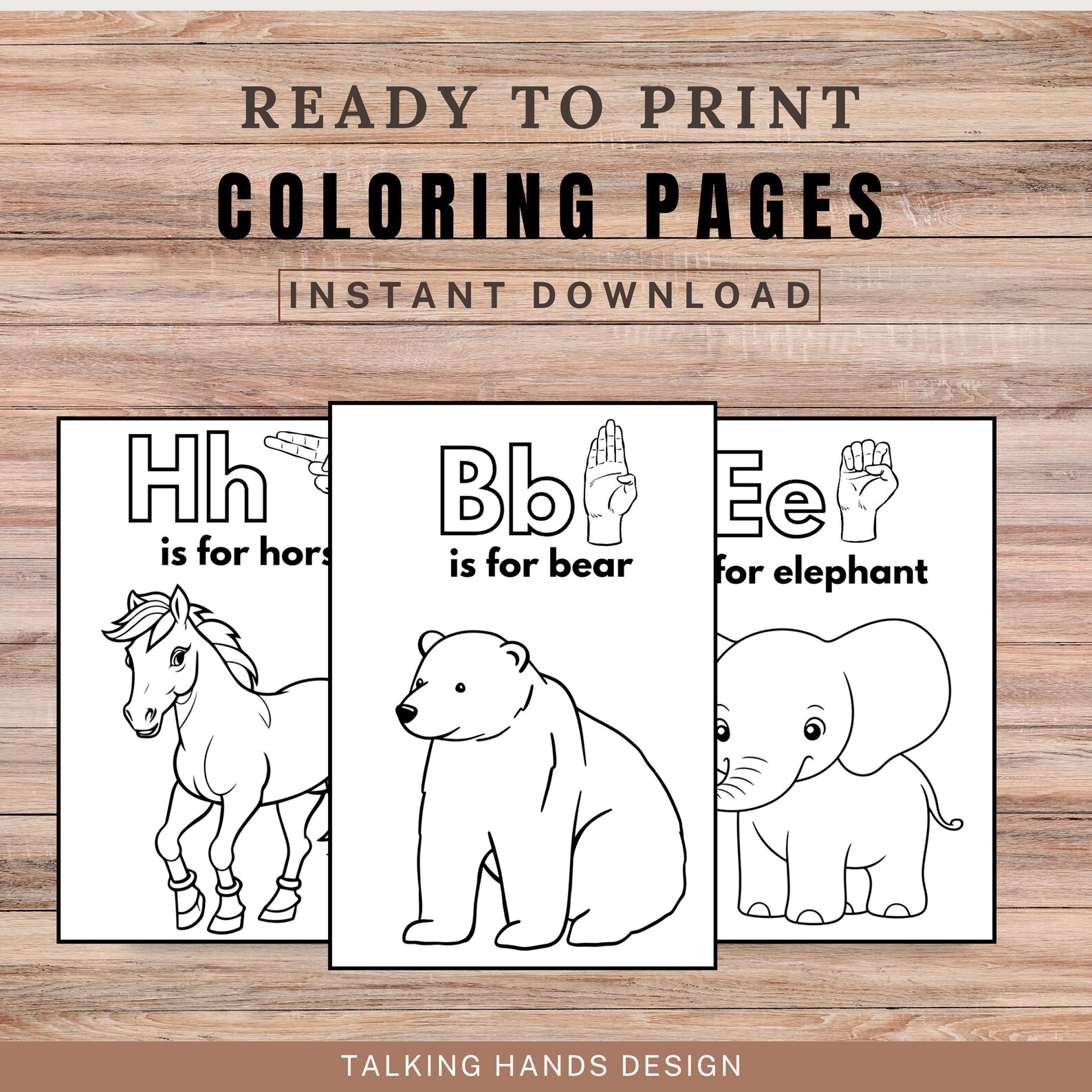ABC Animal Coloring Pages With Sign Language, Alphabet Coloring PDF ...