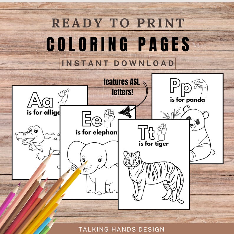 ABC Animal Coloring Pages With Sign Language, Alphabet Coloring PDF ...