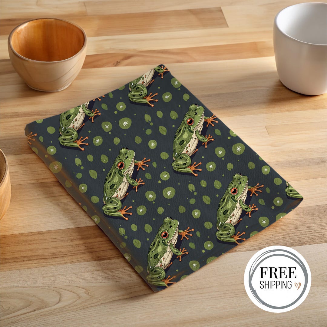 Frog Tea Towel – Cute Green Frog Kitchen Towel – Amphibian Lover Gift ...