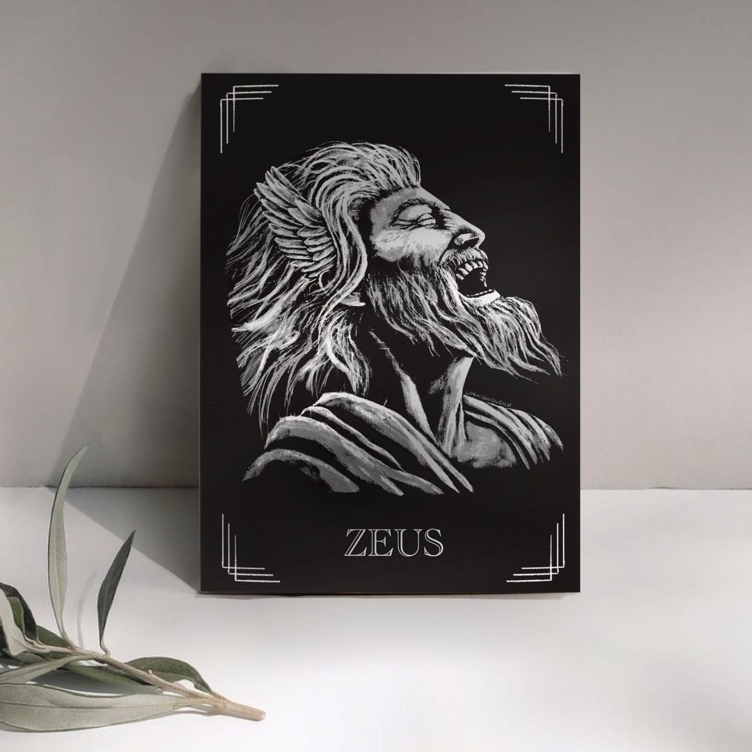 Zeus Art Print: Greek God of Sky and Thunder, Altar Decor - Etsy