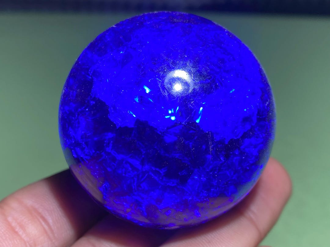 1.9''+ Titanium Blue Magical Aura Crackle Sphere,crystal Glass Ball ...