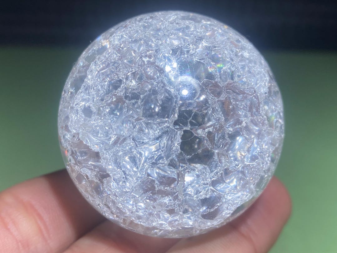 1.9''+ Titanium Clear Magical Aura Crackle Sphere,crystal Glass Ball ...