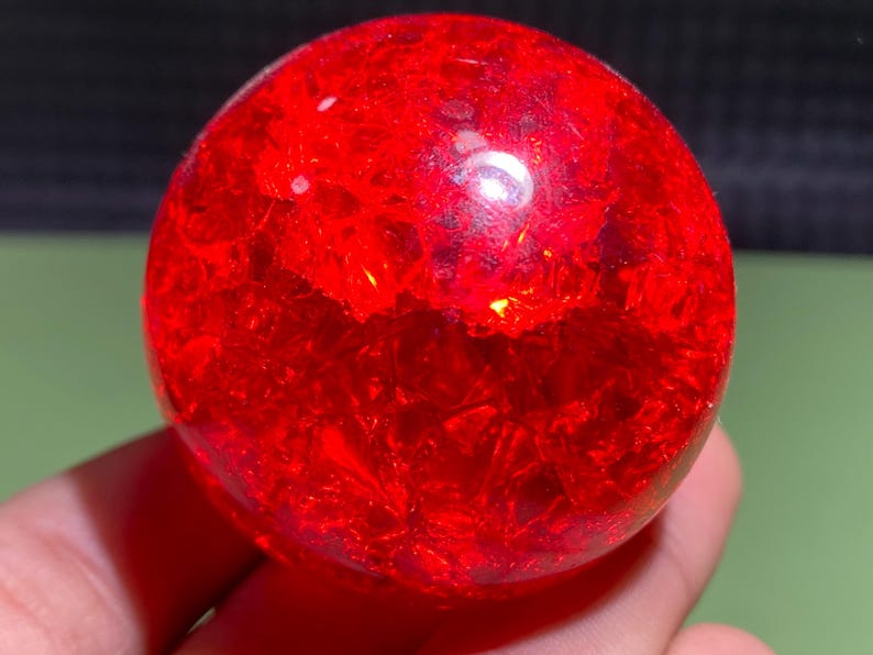Red Aura Crackle Crystal Sphere: Magical Home Decor (1.9 Inch) - Etsy
