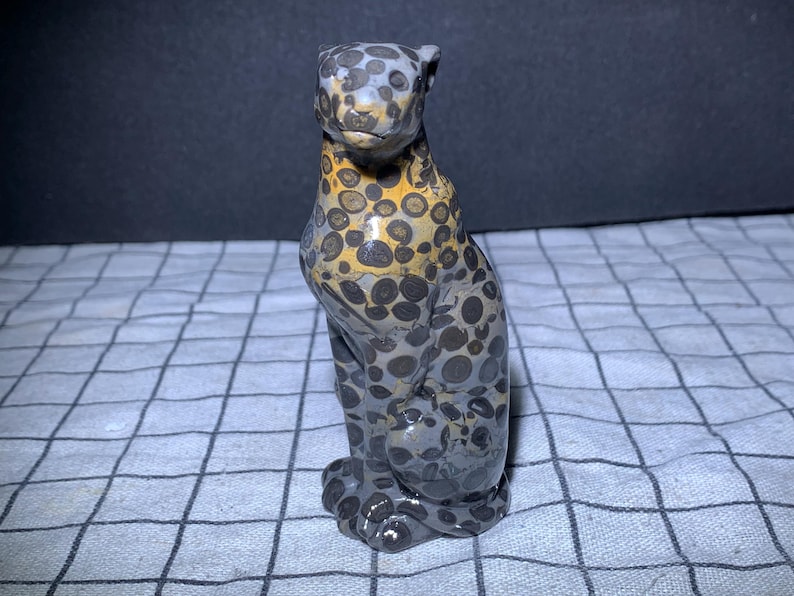 3.9" Natural Money Stone Crystal Leopard Skull, Hand Carved Crystal ...