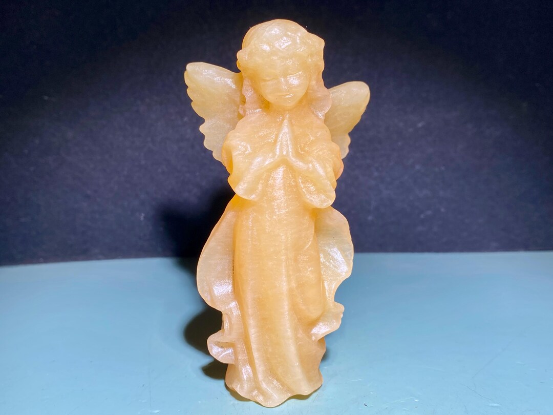 Hand Carved Crystal Angel Figurine: Natural Quartz Geode (4 Inch) - Etsy
