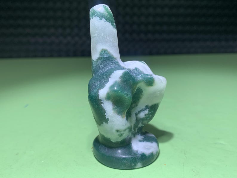 Hand Carved Aquatic Agate Middle Finger Crystal Specimen - Etsy UK