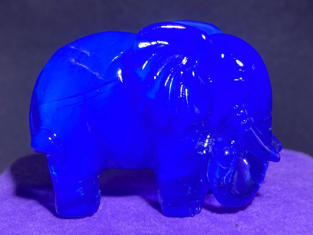 Hand Carved Blue Opal Crystal Elephant: Home Decor Gift (2.2'') - Etsy