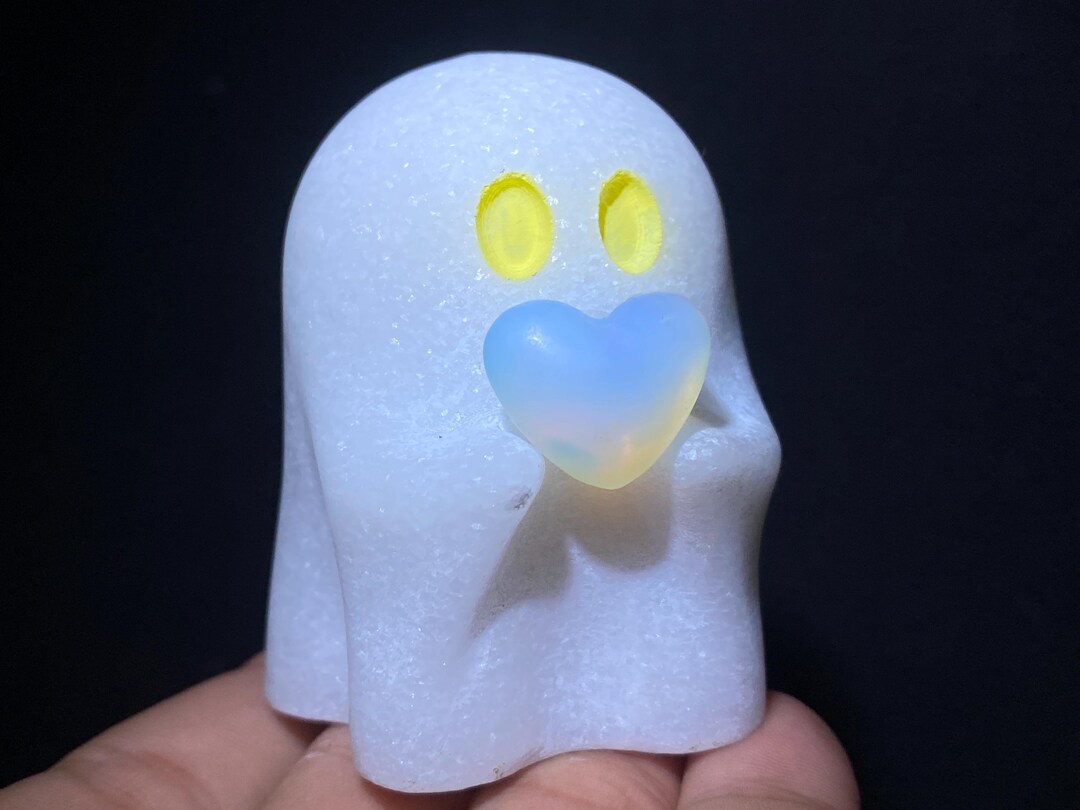 Hand Carved White Jade Crystal Ghost Skull: Halloween Home Decor - Etsy