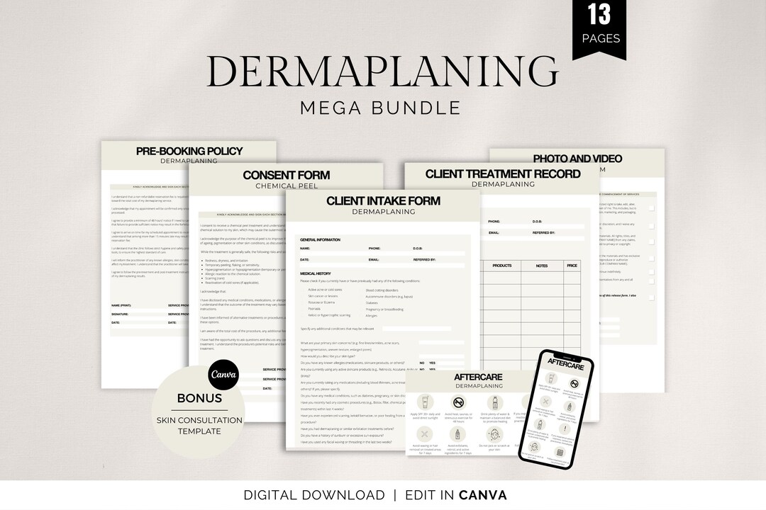 Dermaplaning Forms Bundle, Dermaplaning Consent and Aftercare ...