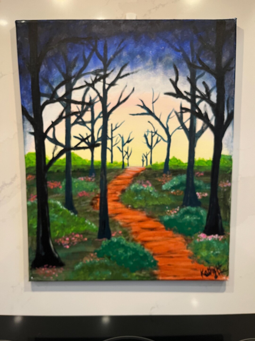 Orange Trail Painting by Katherine Hamel on Canvas 16x20 on Stretcher ...