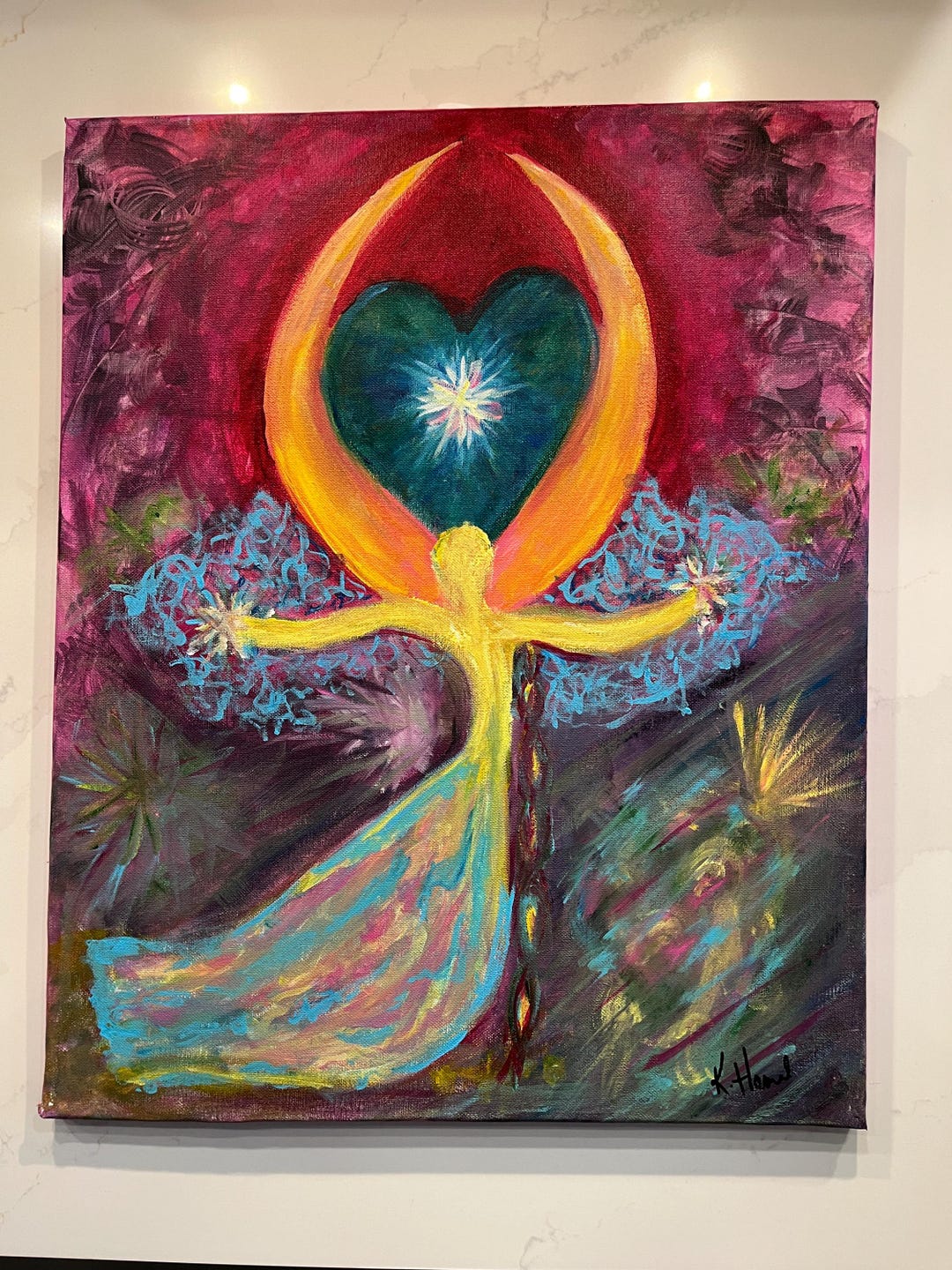 Angel Painting by Katherine Hamel on Canvas 16x20 on Stretcher Bars (no ...