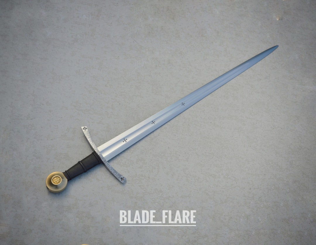 Handmade Medieval Sword: Engraved Carbon Steel Blade, Brass Pommel - Etsy