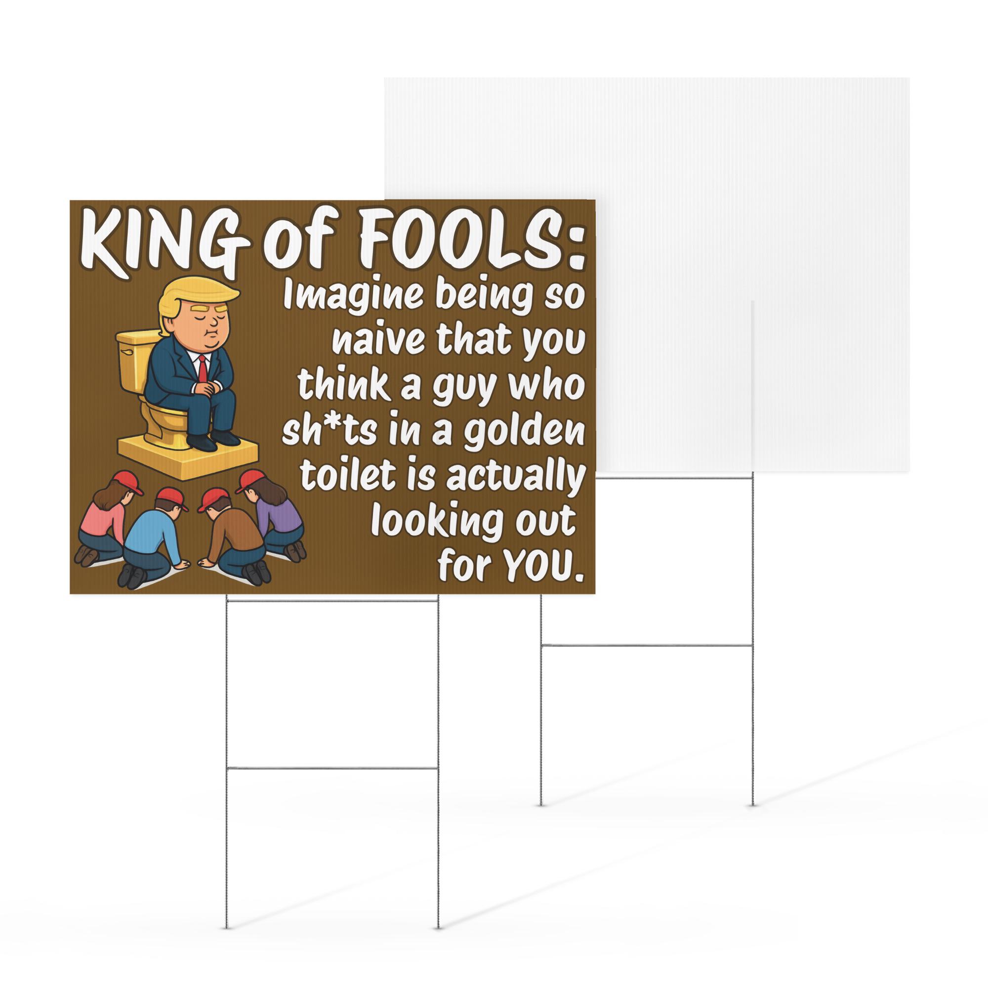 Funny No Kings Protest Sign Anti Authoritarian Yard Sign King of Fools ...