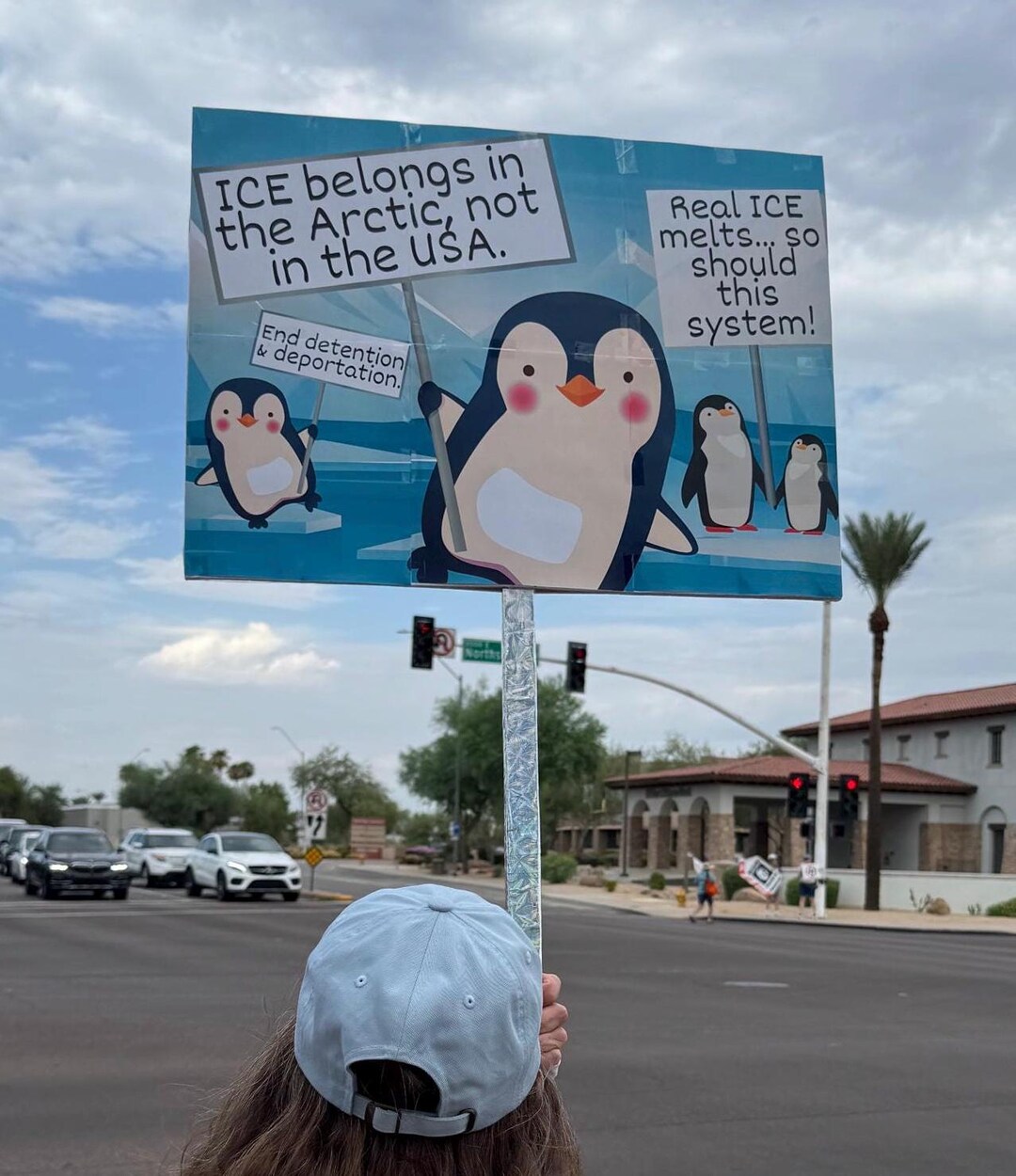 Printable Cute Penguin Protest Sign Anti ICE Rally Sign Instant ...