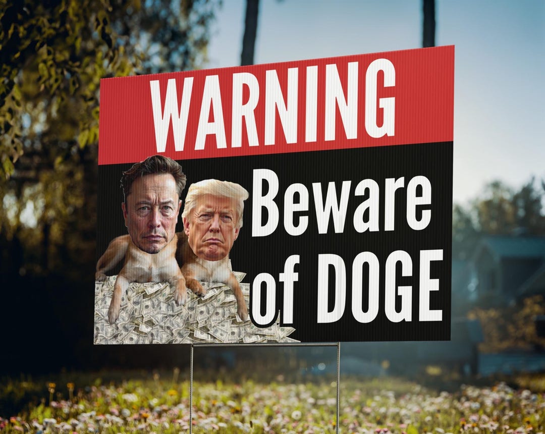 Beware of DOGE Sign for Protest Funny Anti Trump Yard Sign Anti Elon ...