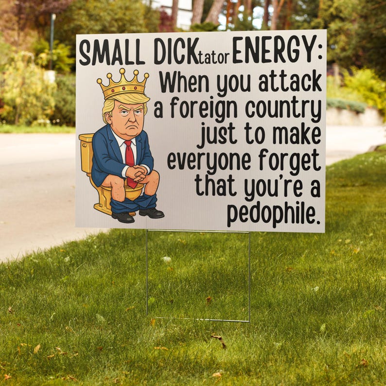 Anti War Protest Sign Funny Small Dicktator Energy Yard Sign Political ...