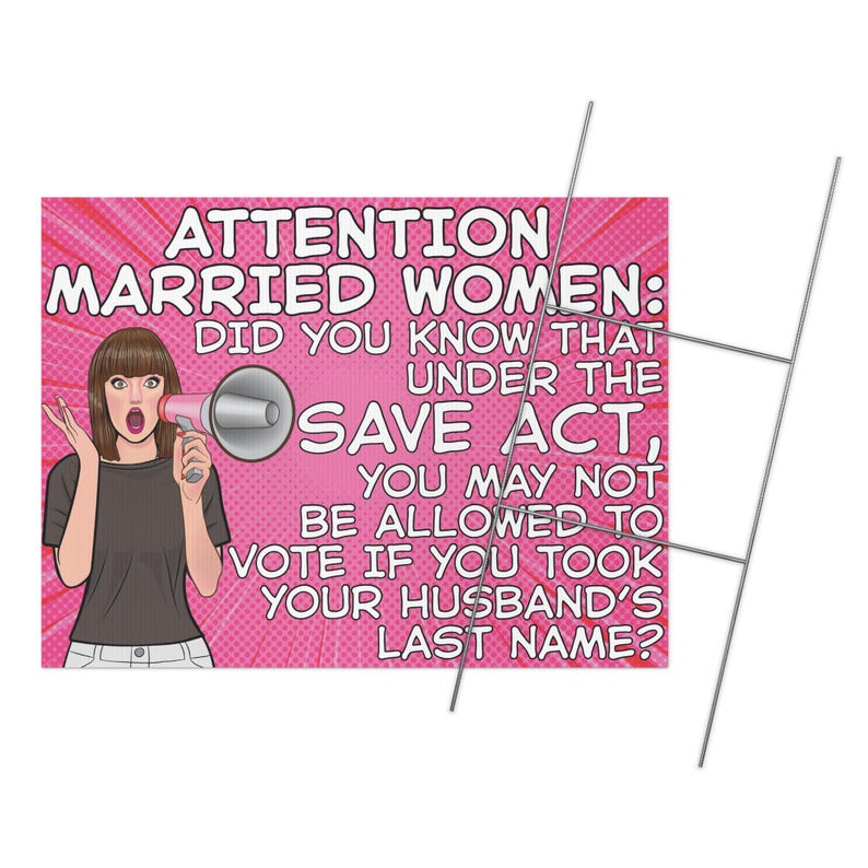Women Rights Yard Sign Anti SAVE Act Protest Sign Female Equality ...