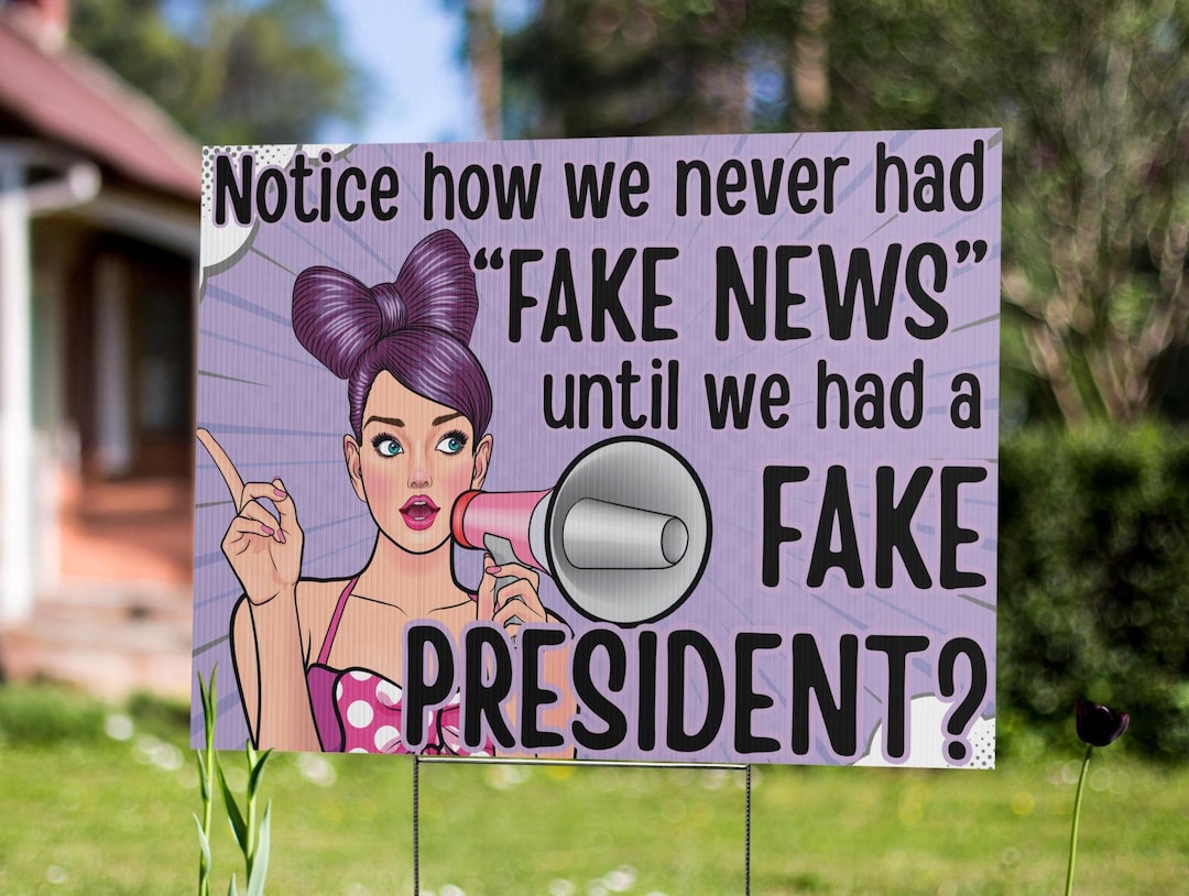 Pop Art Protest Sign Fake News Fake President Rally Sign Retro Comic ...