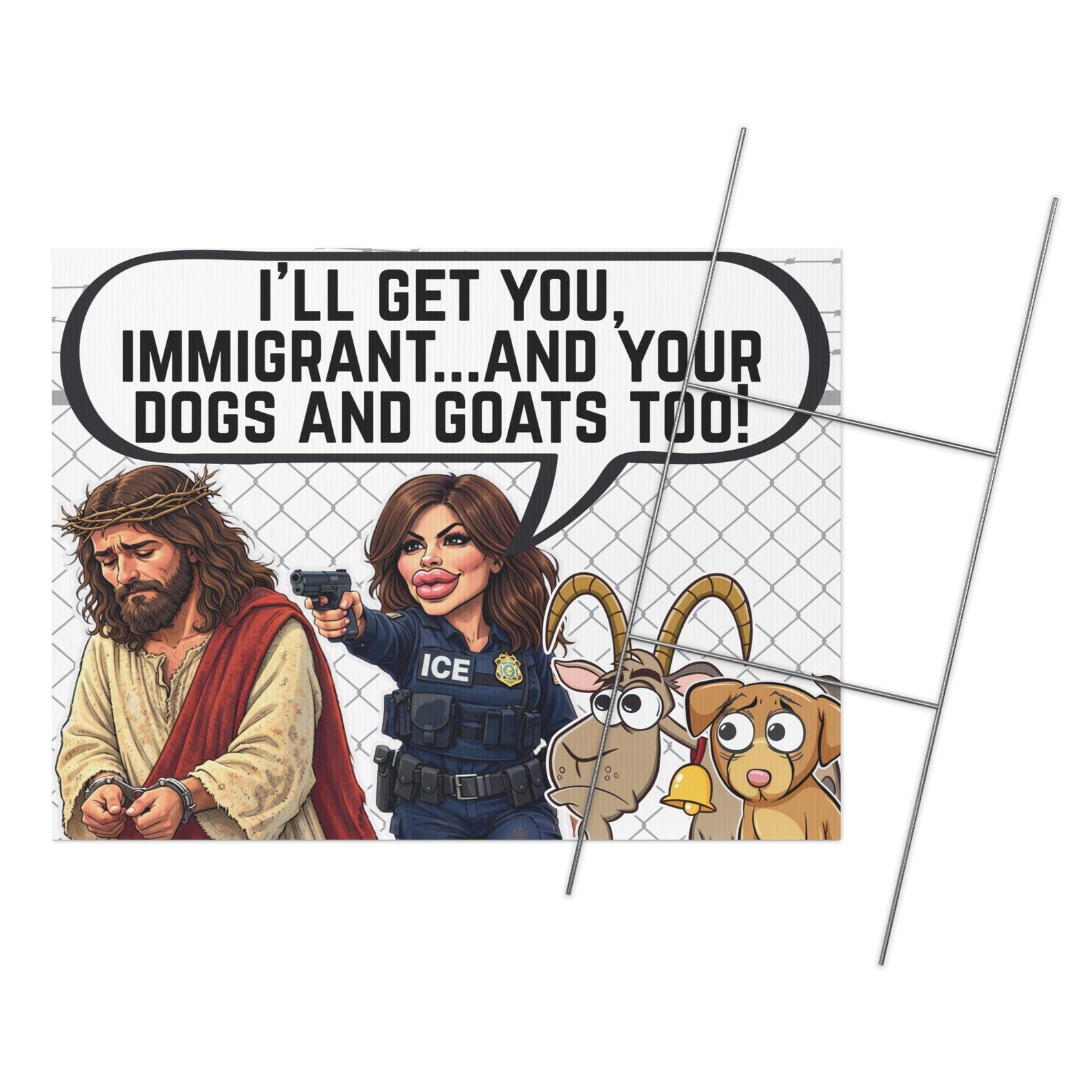 Anti ICE Noem Printable Protest Sign Christian Hypocrisy Jesus Arrested ...