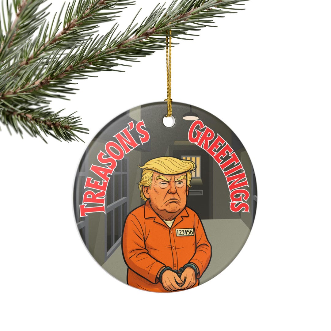Political Satire Prison Cartoon Christmas Ornament Ceramic Holiday ...