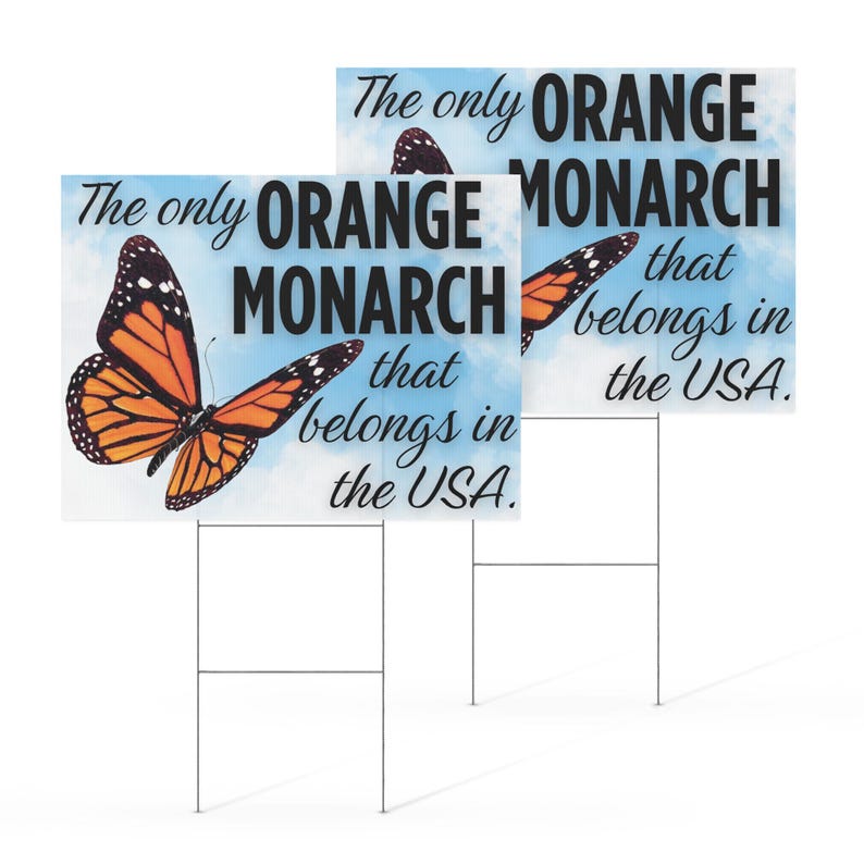 Funny No Kings Protest Sign Orange Monarch Butterfly Yard Sign Anti ...