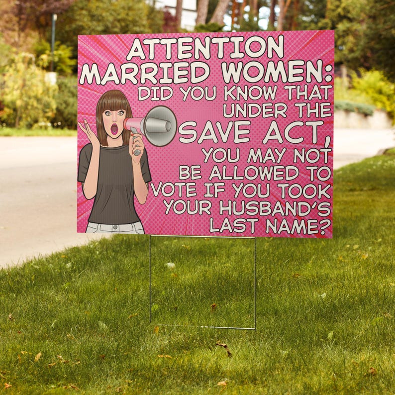 Women Rights Yard Sign Anti SAVE Act Protest Sign Female Equality ...