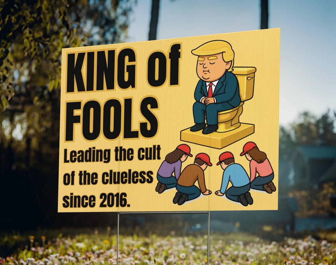 King of Fools Yard Sign No Kings Protest Sign Anti GOP Cult Anti ...