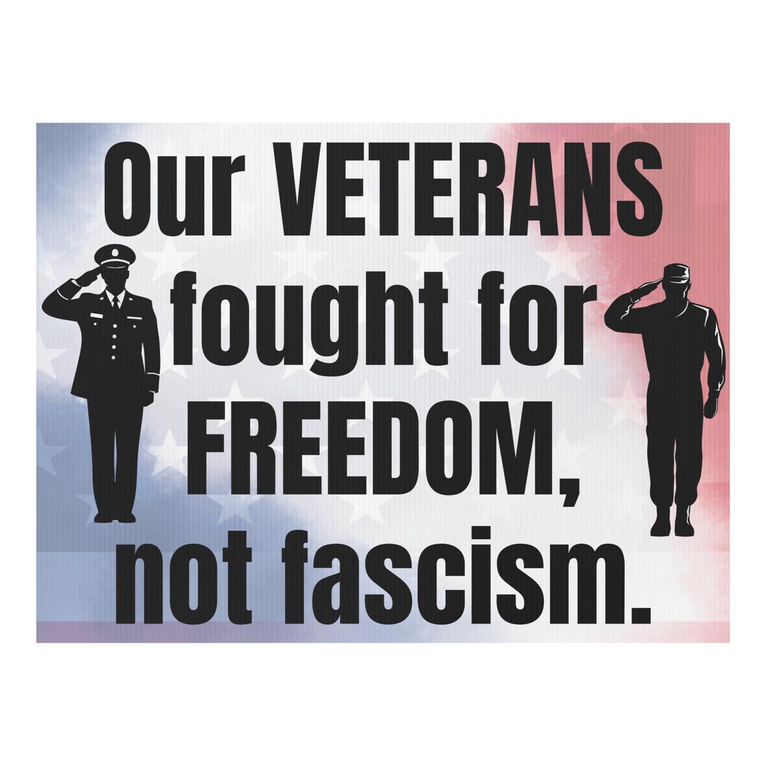 Printable Veteran Protest Sign Freedom Not Fascism Pro Military Poster ...
