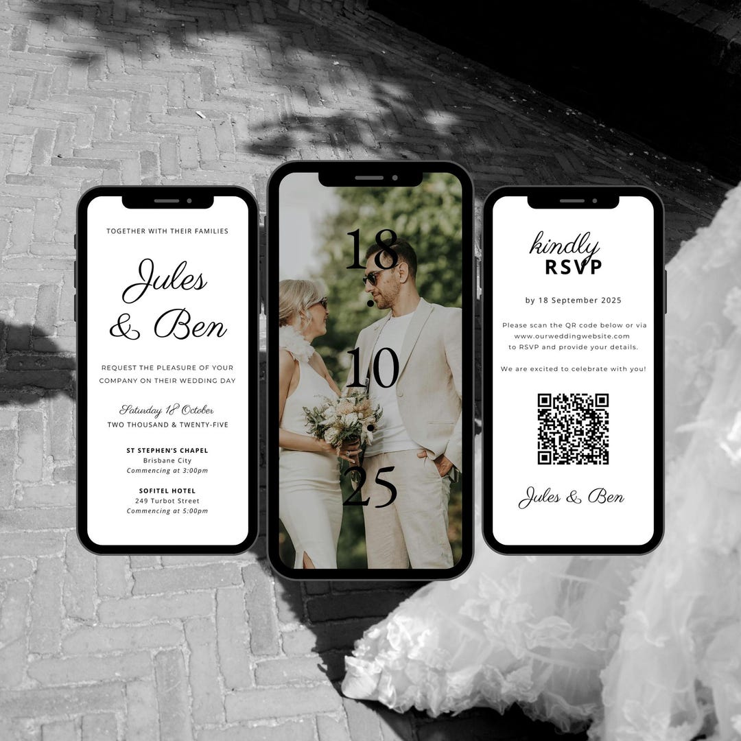 Digital Wedding Invitation Video, Customizable Animated Invite Template ...
