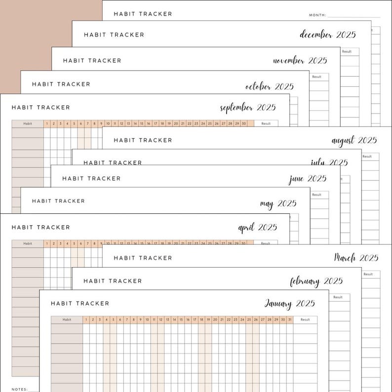 2025 Monthly Habit Tracker | Printable Instant Download PDF | Life ...