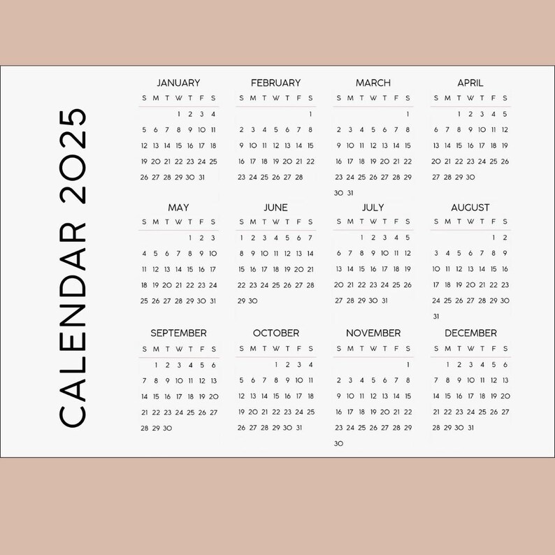 2025 Digital Calendar | Monthly Planner Template | Printable Instant ...