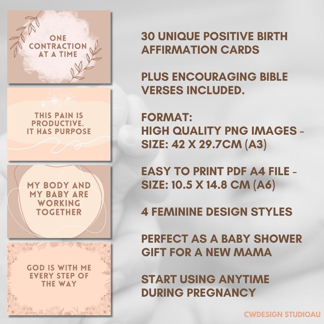 Set of 30 Positive Birth Affirmations | Printable Cards | Christian ...
