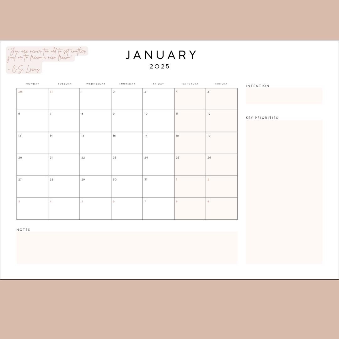 2025 Digital Calendar | Monthly Planner Template | Printable Instant ...