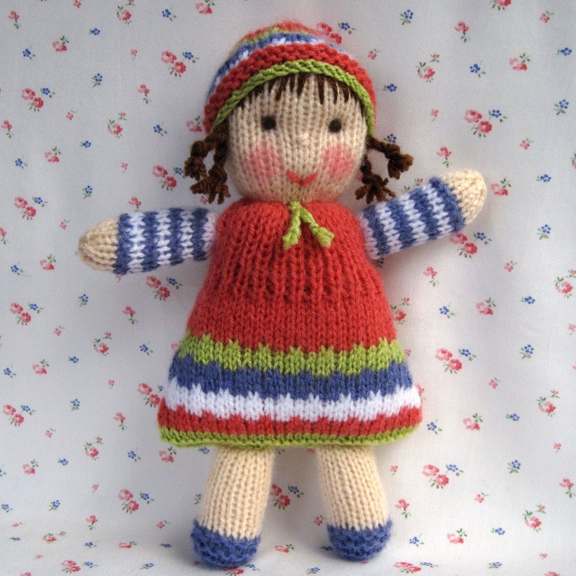 Lindy Lou 10" (25cm) Plus Little Doll - Knitted Flat on 2 Needles - DK ...