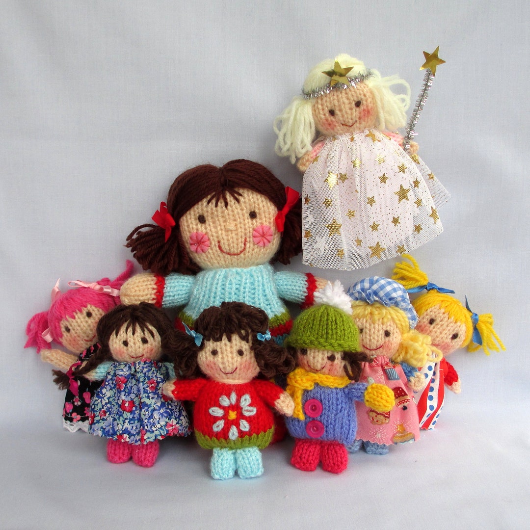 Jenny and the Jolly Dollies - 8" and 4'' - Doll Knitting Pattern - Pdf ...