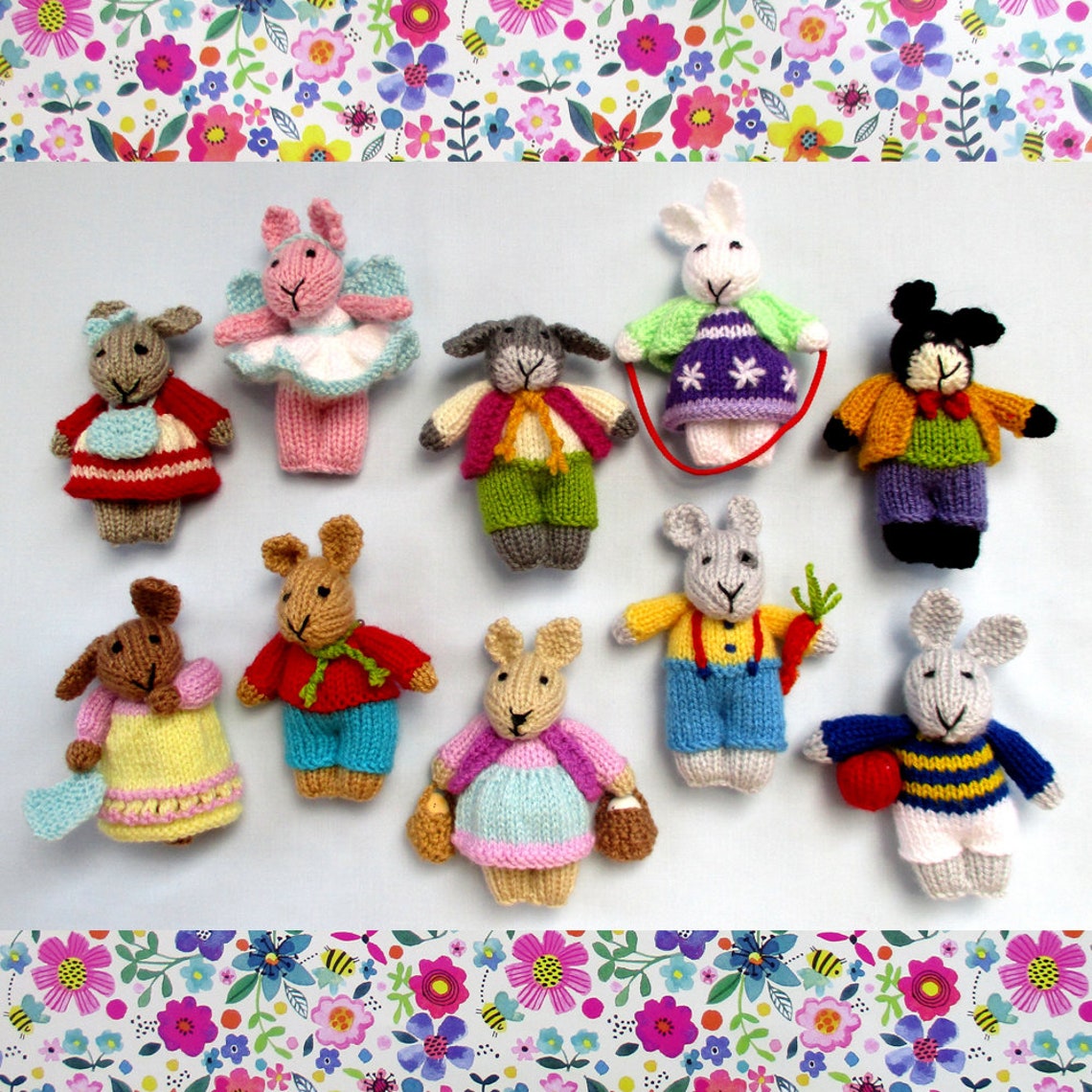 10 FUNNY LITTLE BUNNIES Toy Knitting Pattern 4 10cm - Etsy