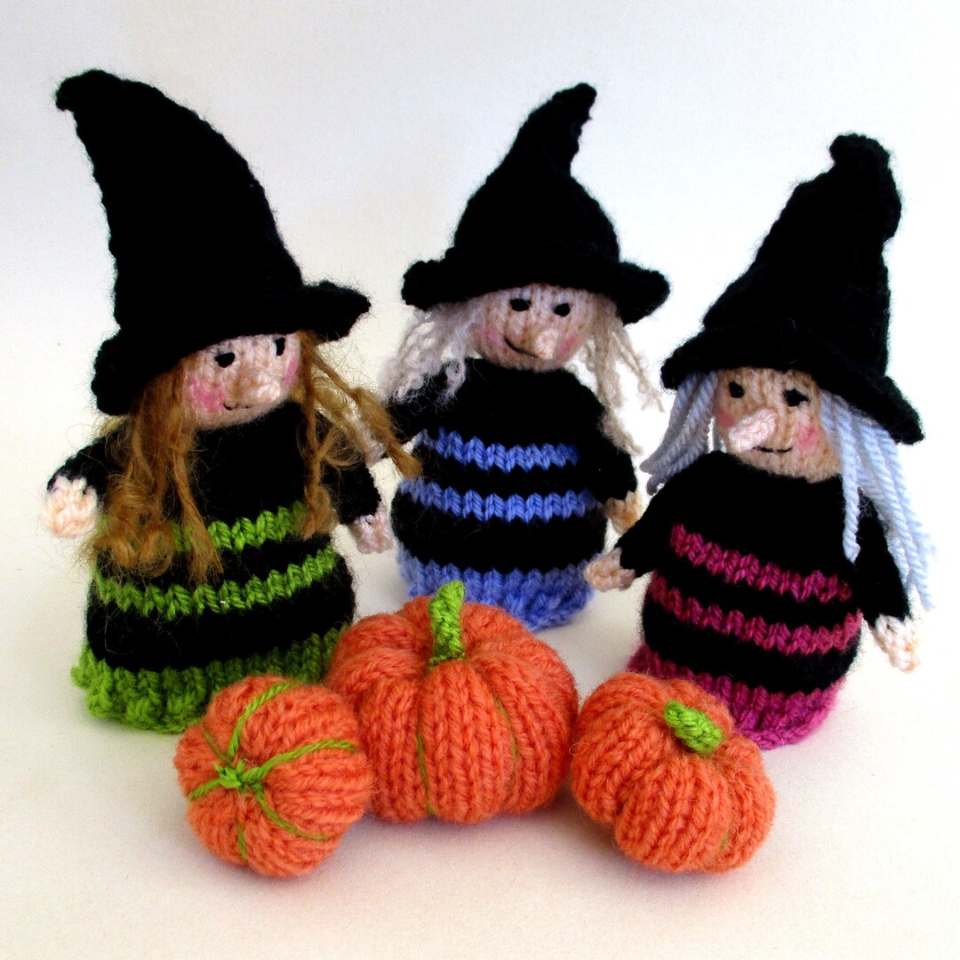 Halloween Witches and Pumpkins - Knitting Pattern - Bottle Toppers ...