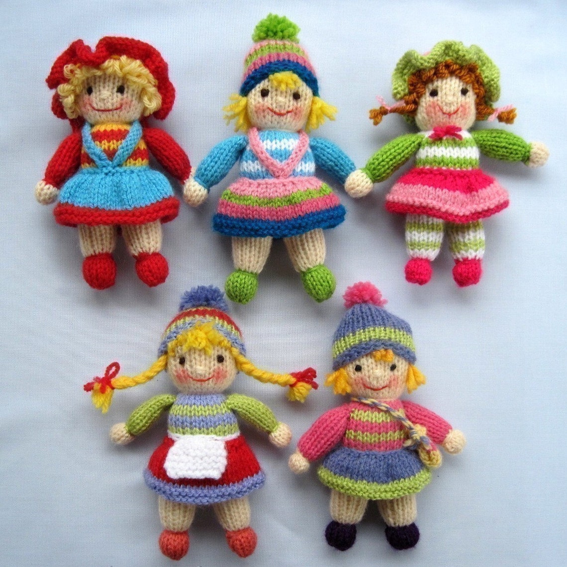 10 Jolly Tots, Toy Knitting Pattern, 6" (15cm), Small Doll Knitting ...