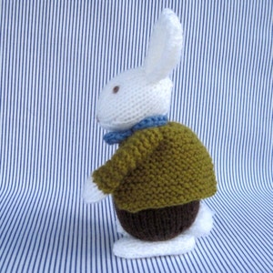 7" (18cm) White Rabbit in Wonderland Knitting Pattern - Knitted Flat on ...
