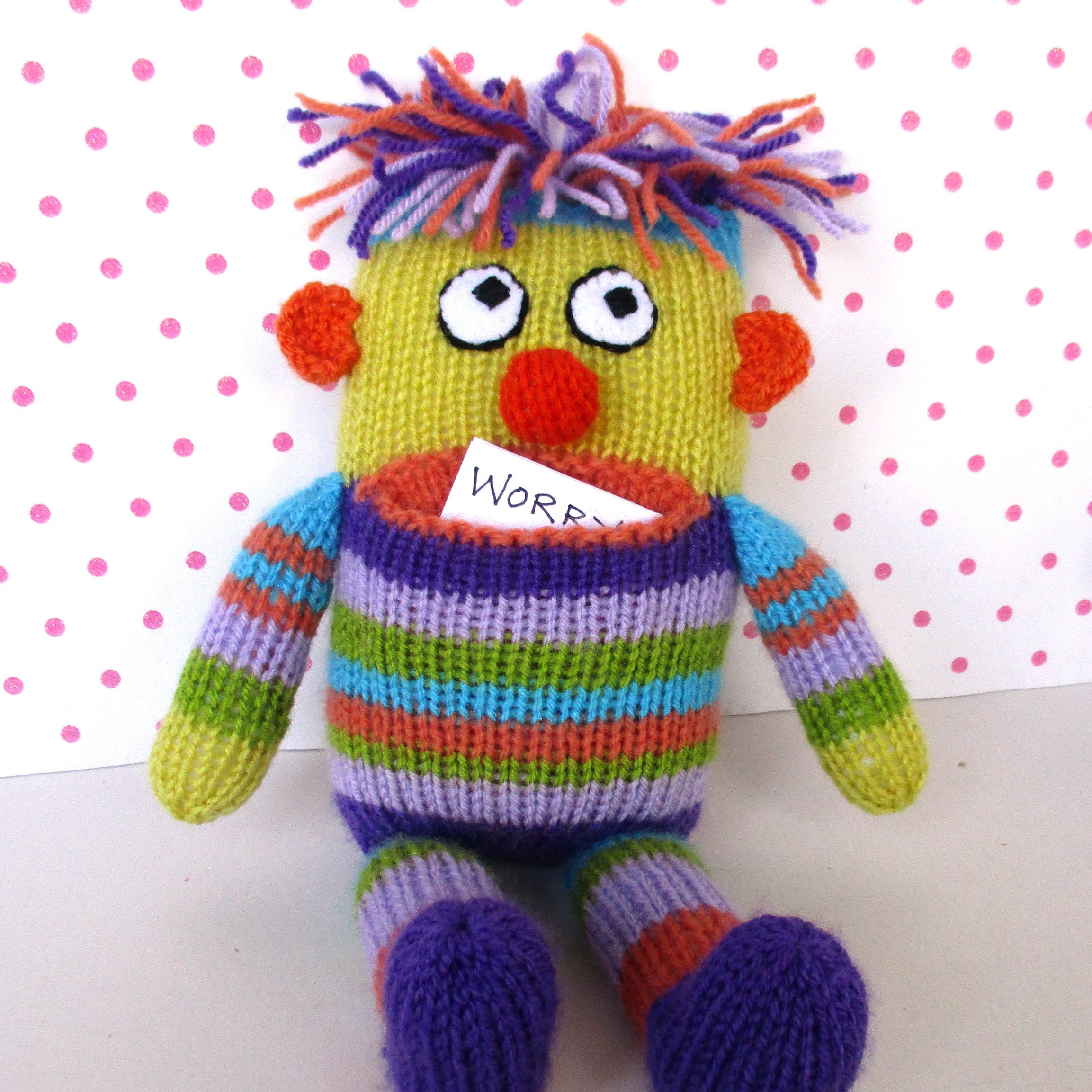 Little Worry Monsters, 10'' Worry Eater, Toy Knitting Pattern, Worry ...