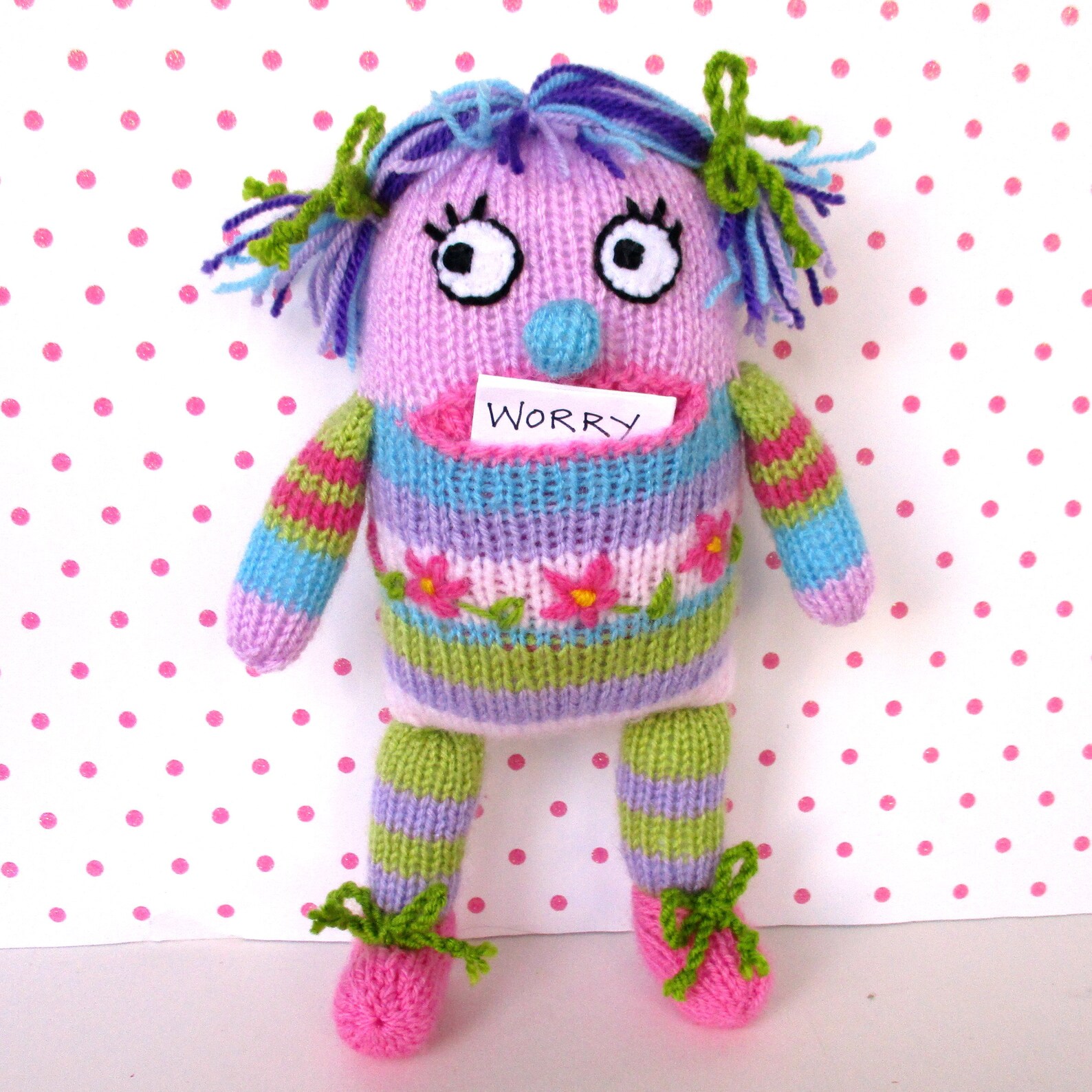 Little Worry Monsters, 10'' Worry Eater, Toy Knitting Pattern, Worry ...