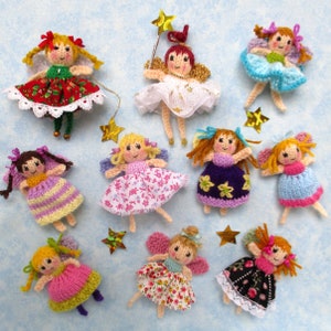 10 TINY FAIRIES - Toy Knitting Pattern, 4" (10cm) - Fairy Knitting ...