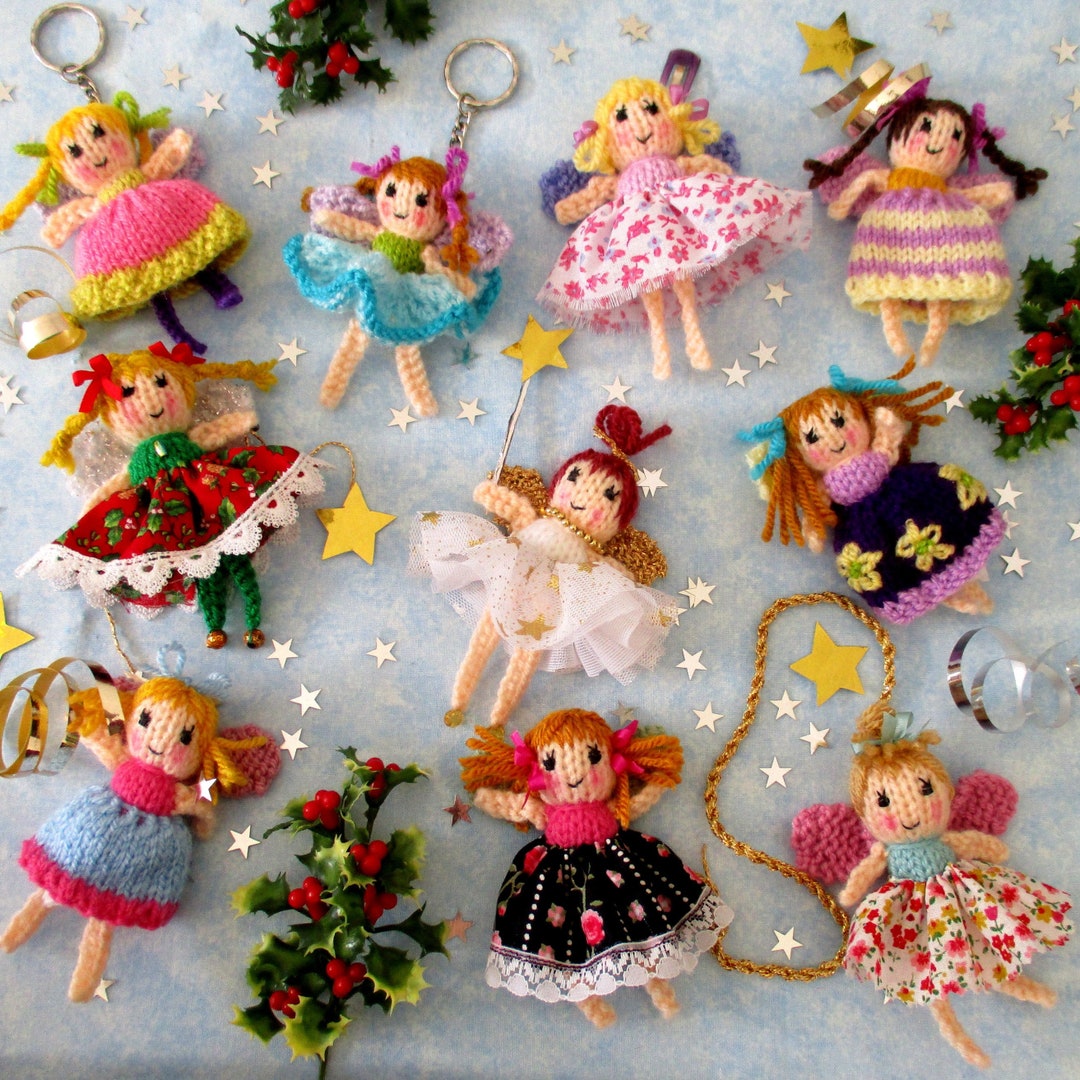 10 TINY FAIRIES - Toy Knitting Pattern, 4" (10cm) - Fairy Knitting ...
