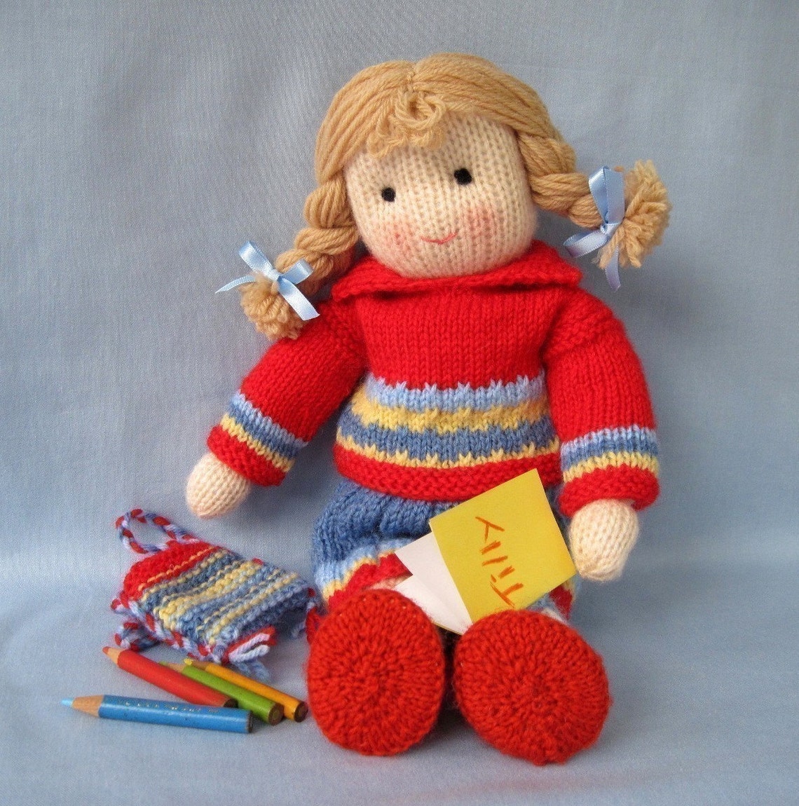 Tilly Doll, 14" (36cm) - Doll Knitting Pattern - Knitted Flat on 2 ...
