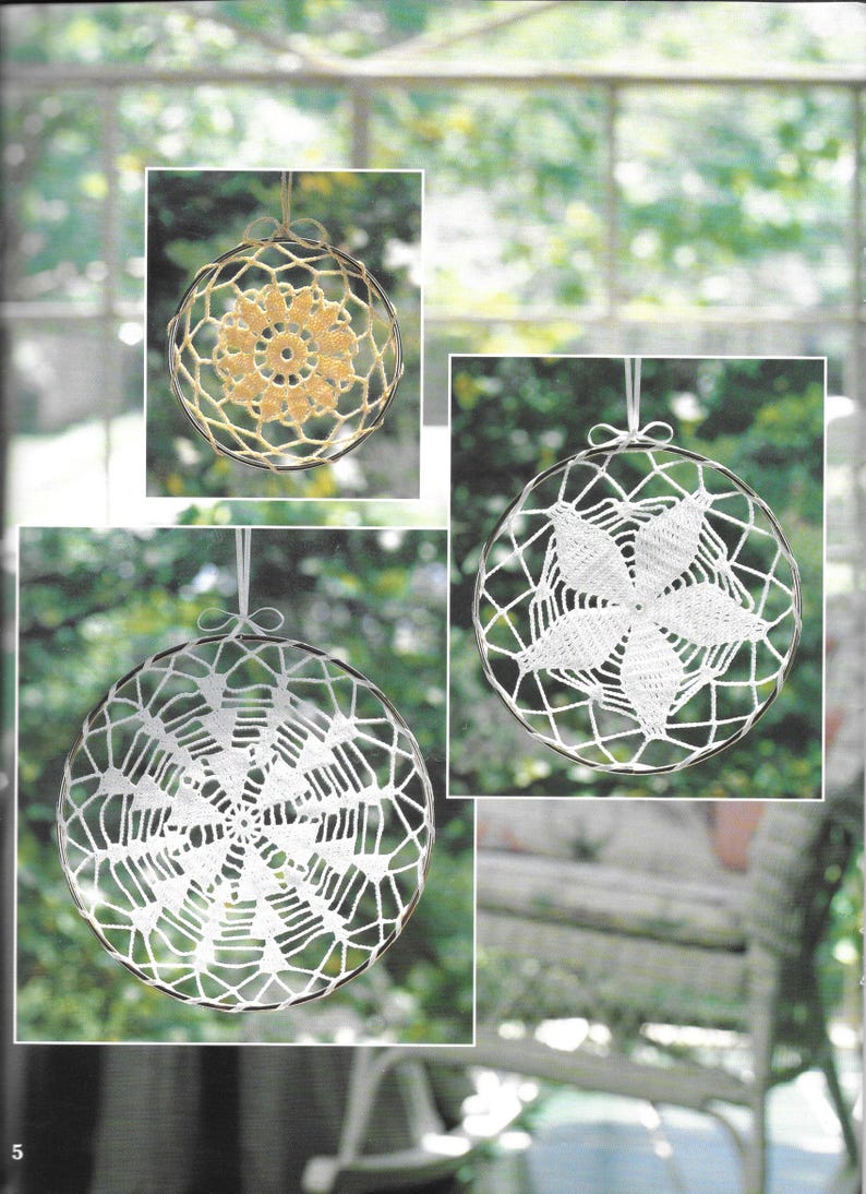 Vintage Lace Crochet Suncatchers Dreamcatchers Snowflakes Christmas ...